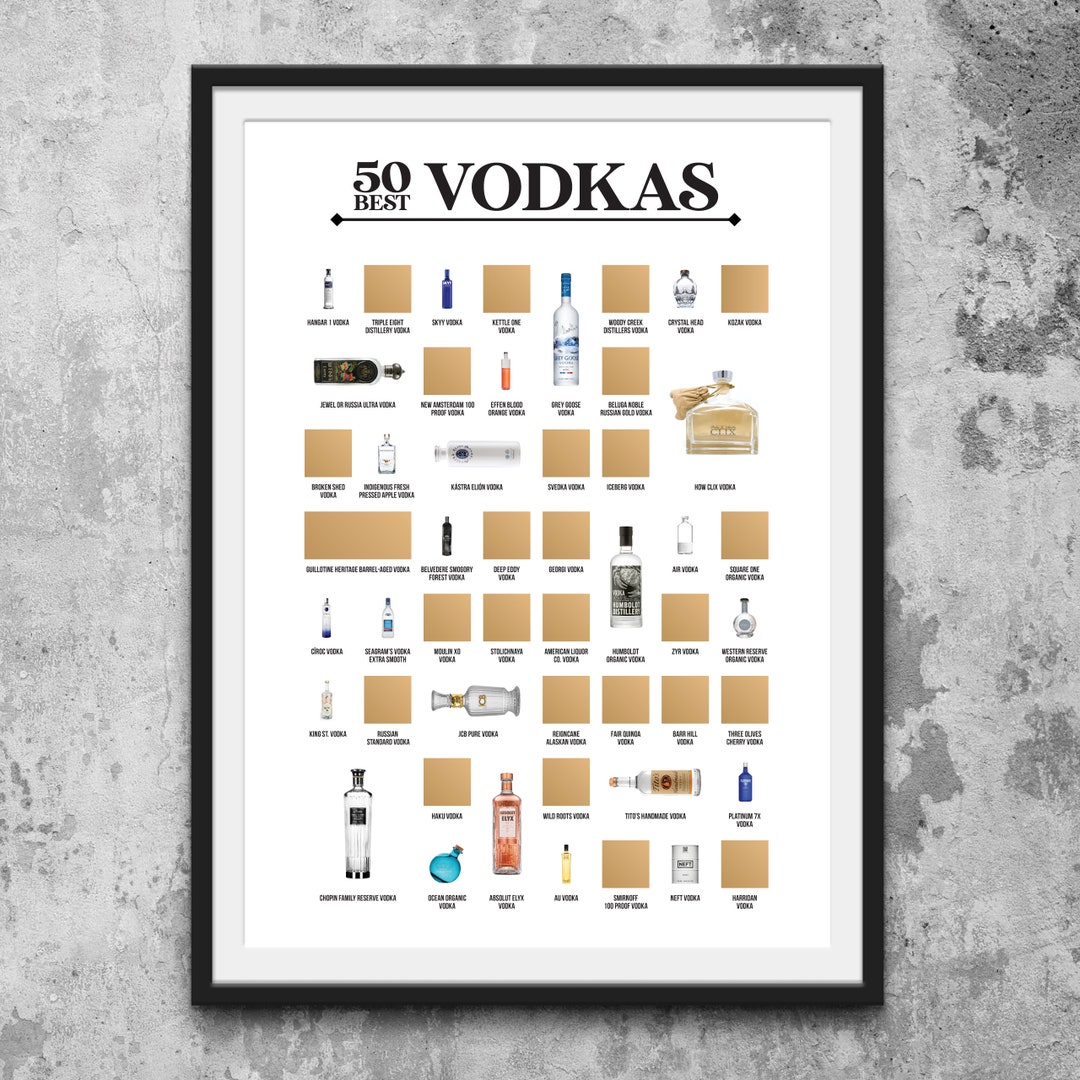 50 Best Vodkas Scratch off Poster the Vodka Bucket List Vodka Poster ...