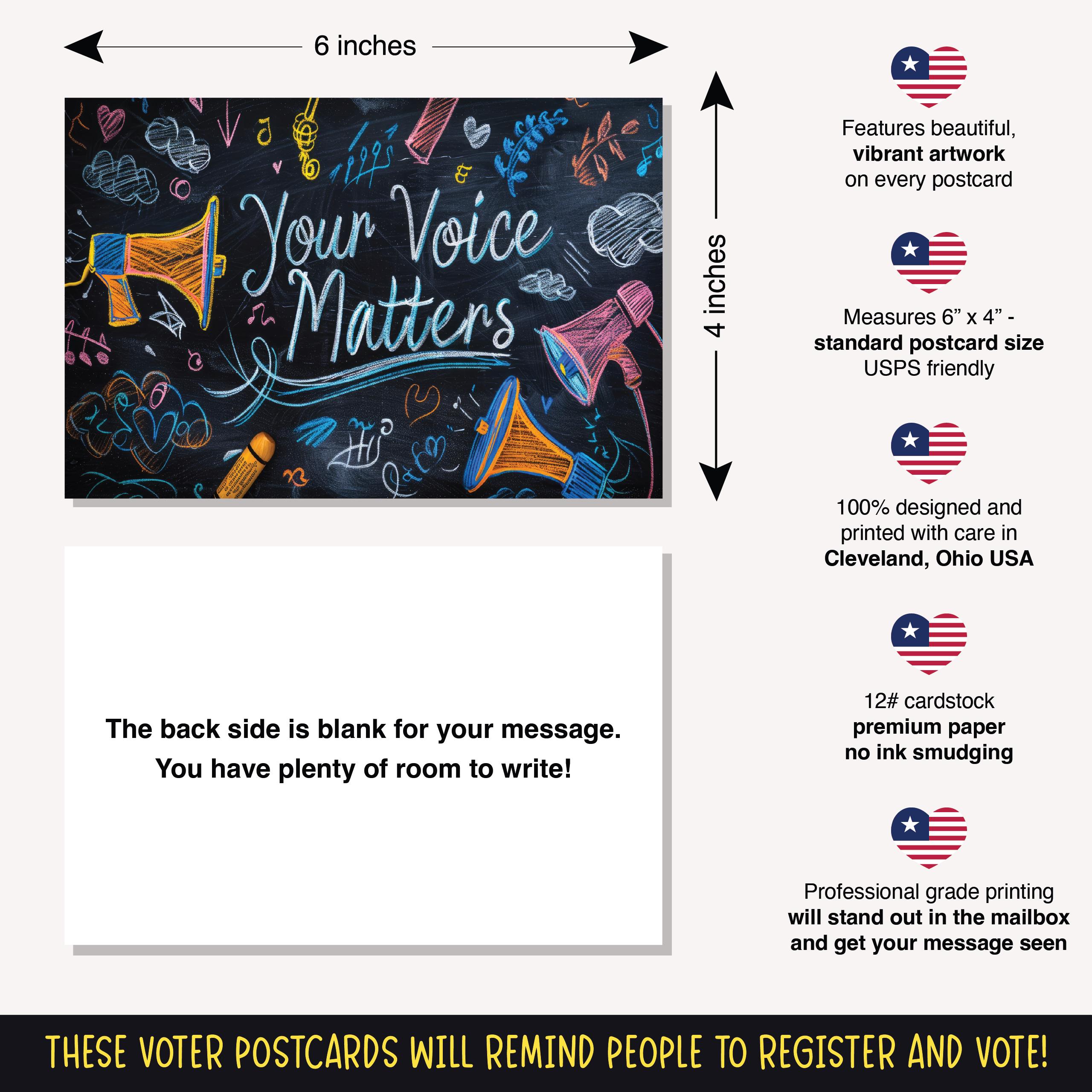 Get Out the Vote Postcards - Your Voice Matters, Bulk Voter Mailers - Etsy