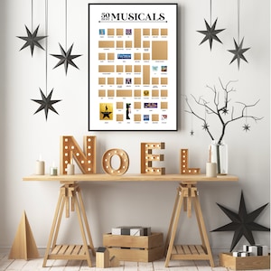 50 Best Musicals Scratch off Poster, Broadway Scratch off Poster ...