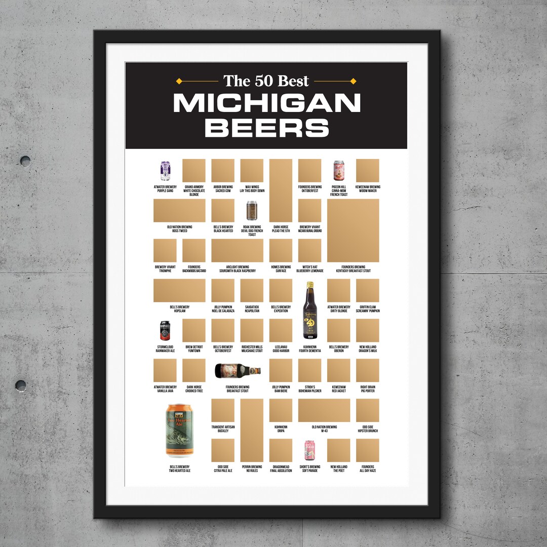 50 Best Michigan Beers Scratch off Poster, Michigan Beer Bucket List ...