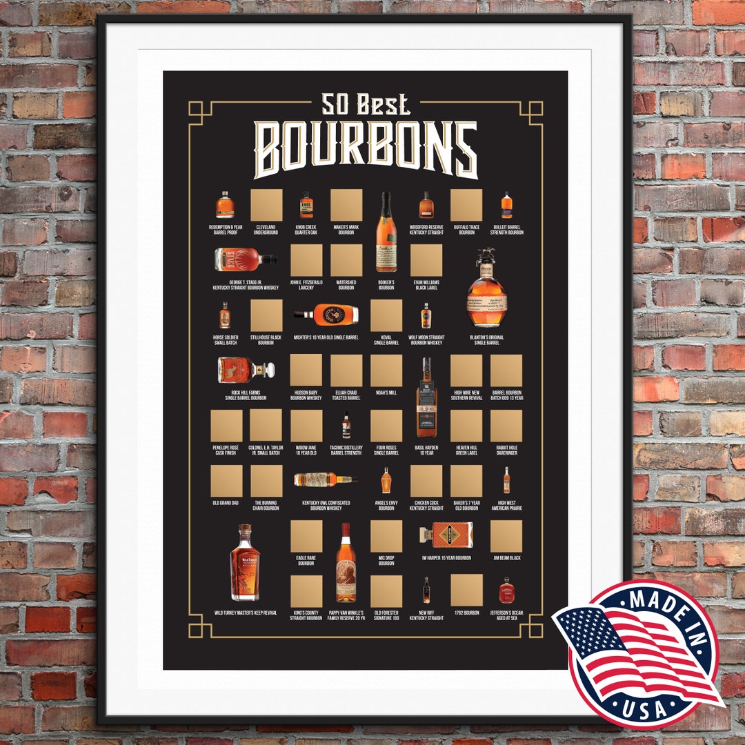 The Original Bourbon Scratch off Poster the 50 Best Bourbons - Etsy