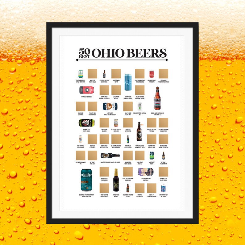 50 Best Ohio Beers Scratch off Poster the Scratch off Beer - Etsy
