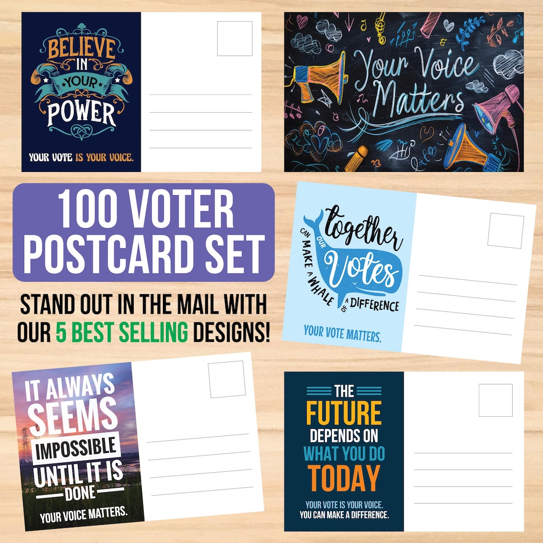 100 Voter Postcard Set, 5 Best Selling Designs, Postcards to Voters ...