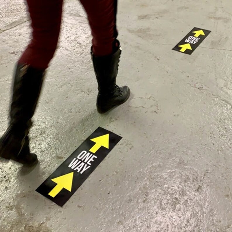 One Way Safety Floor Decals (10 per Pack) - One Way Floor Sign - One ...