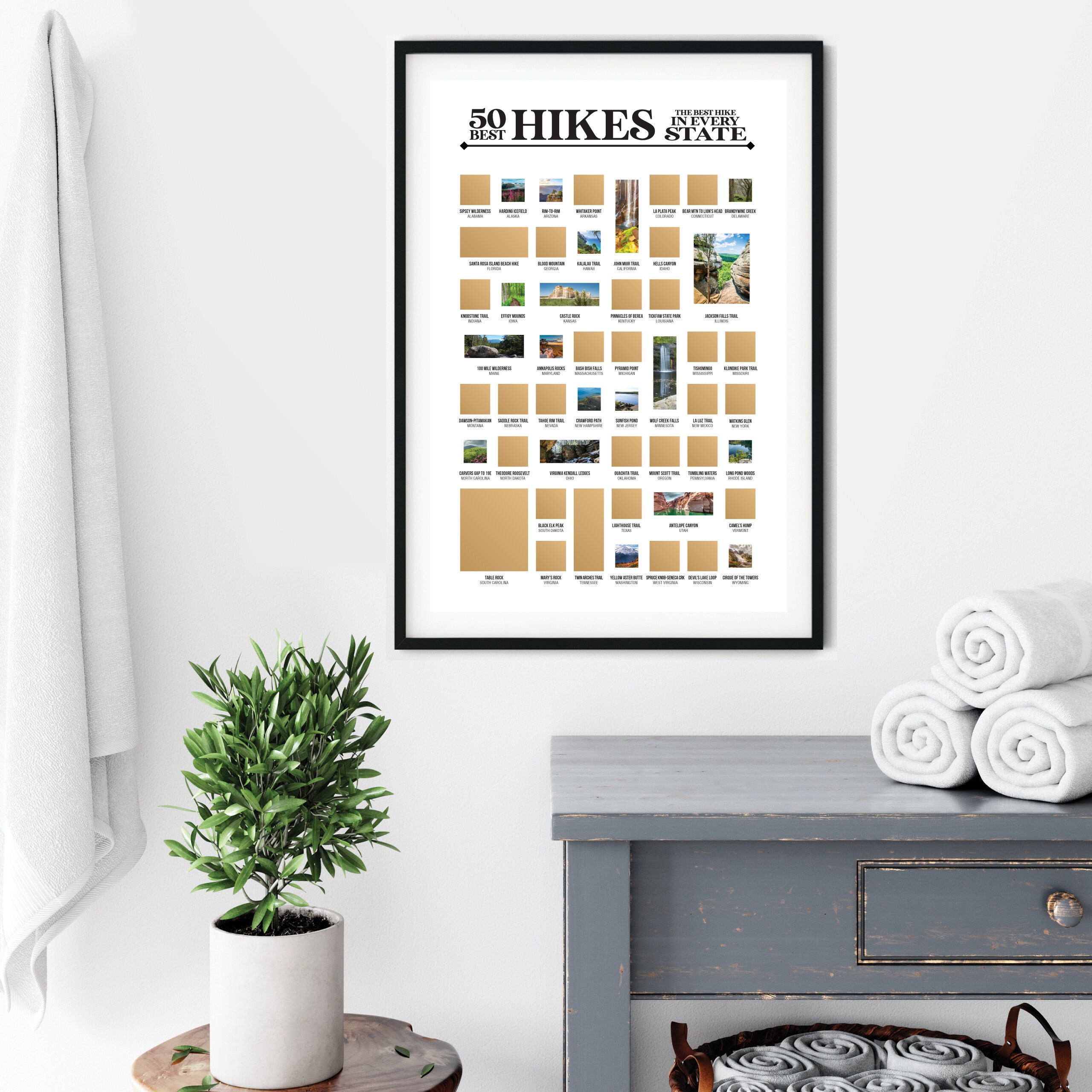 50 Best Hikes Scratch off Poster, Best Hike in Every State, Hiking ...