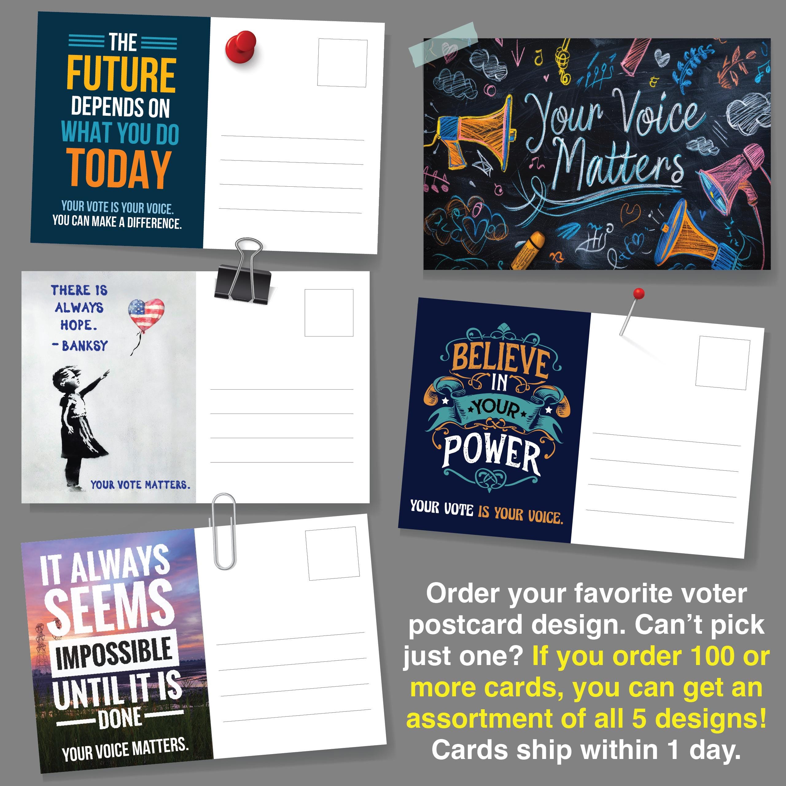 Get Out the Vote Postcards - Your Voice Matters, Bulk Voter Mailers - Etsy