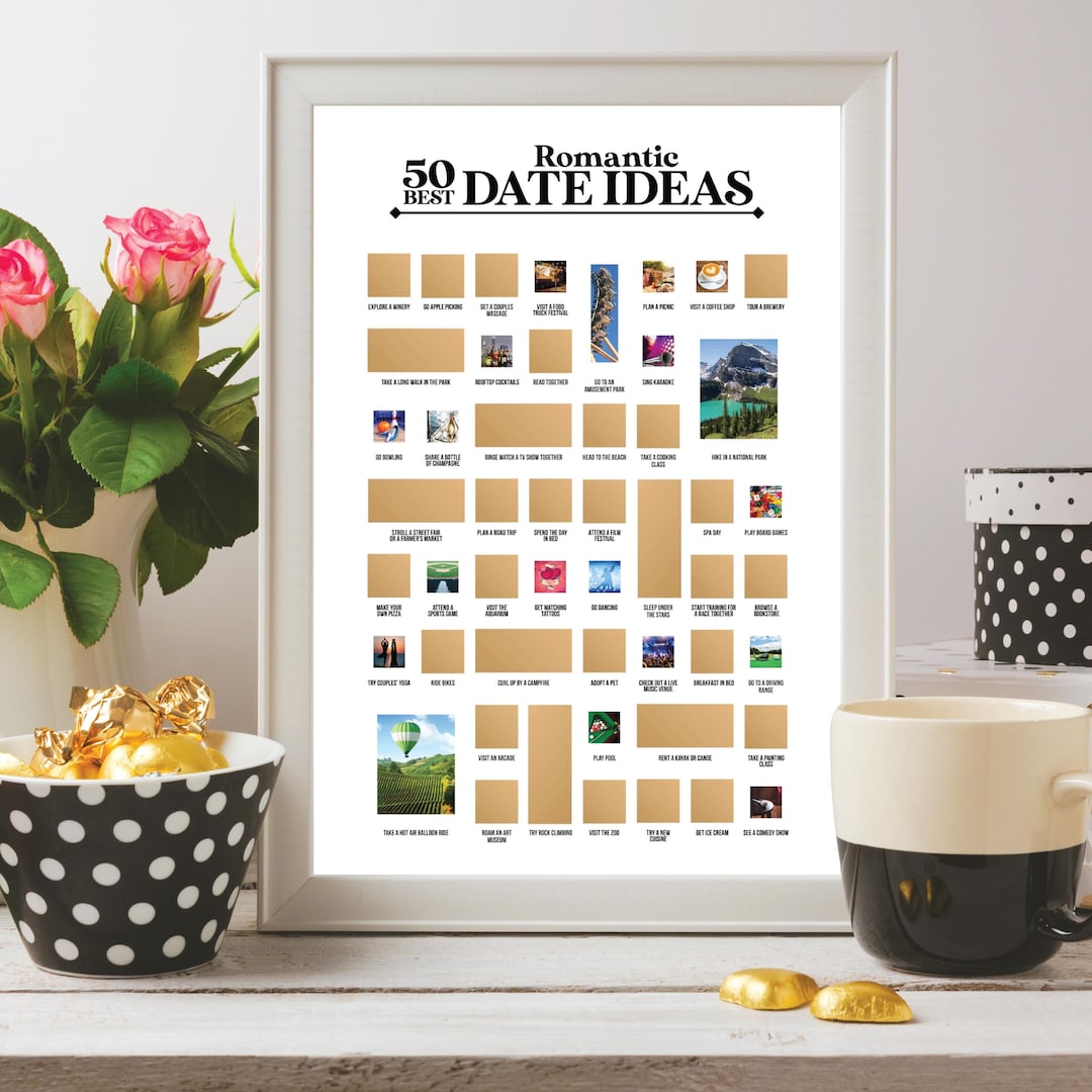 50 Dates Scratch off Poster, Scratch off Date Night Ideas, Couples ...