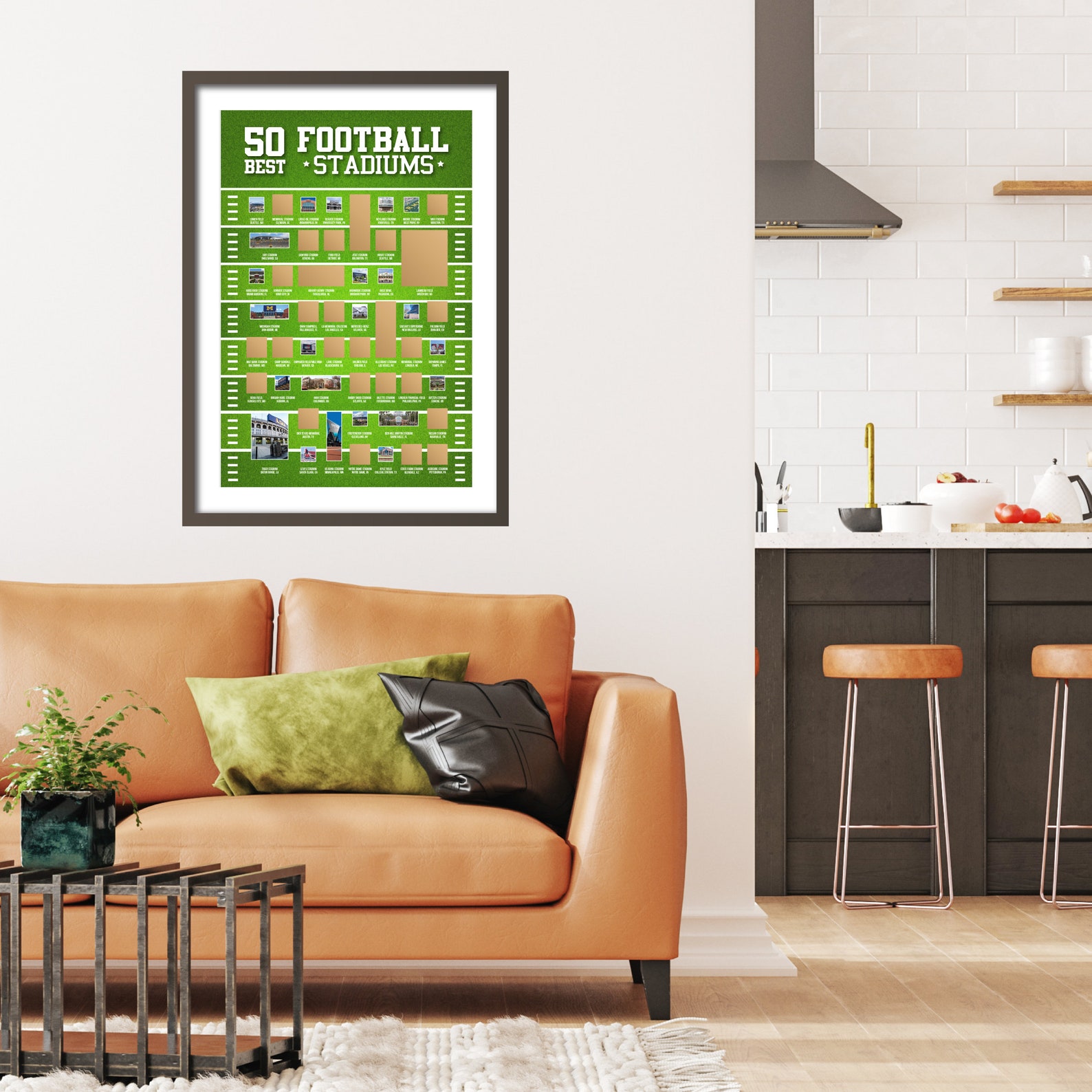 50 Best Football Stadiums Scratch off Poster, Football Stadium Bucket ...