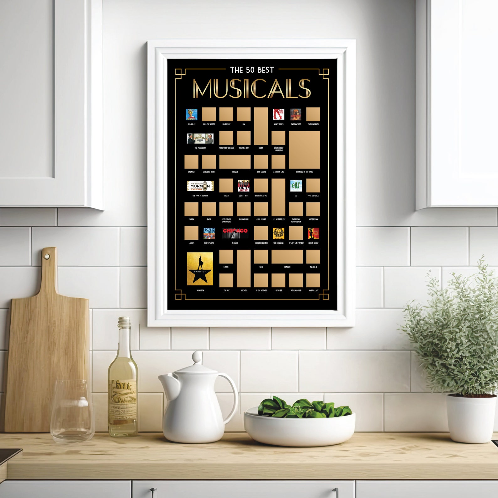 50 Best Musicals Scratch off Poster, Broadway Musicals Scratch Off ...
