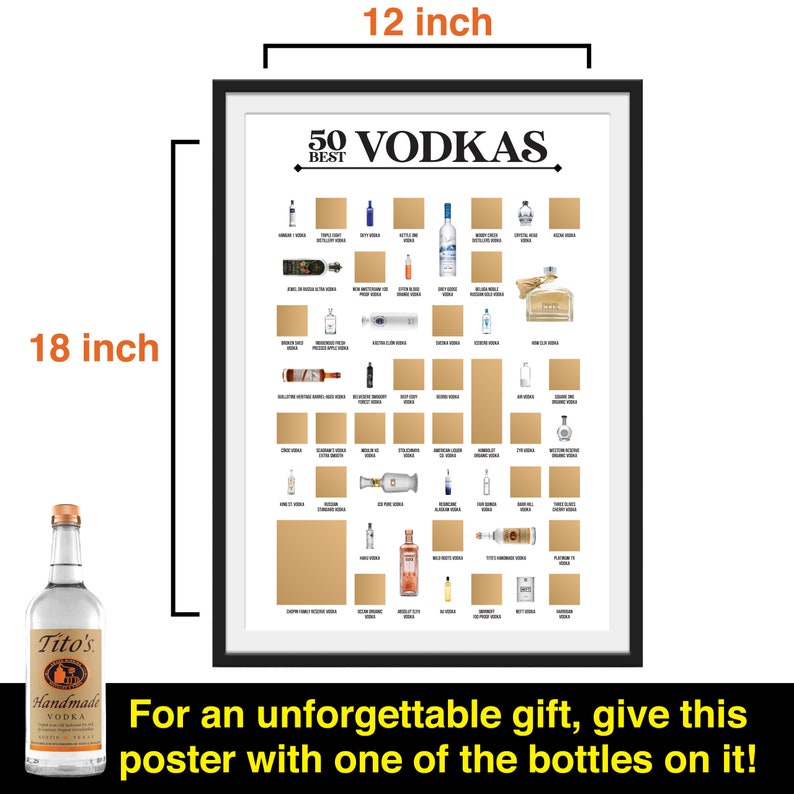 50 Best Vodkas Scratch off Poster, Vodka Bucket List, Vodka Gifts for ...