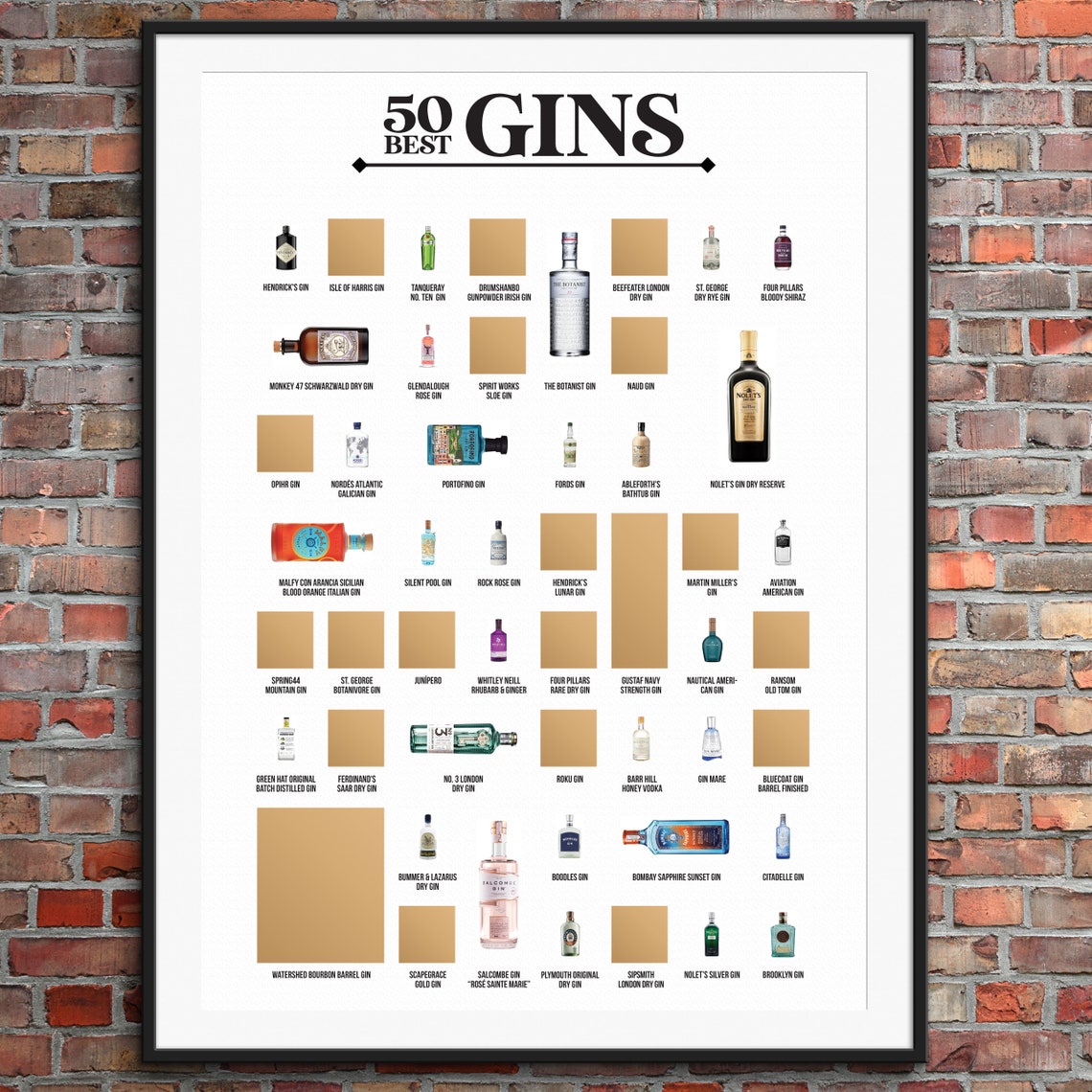 50 Best Gins Scratch off Poster the Gin Bucket List the - Etsy