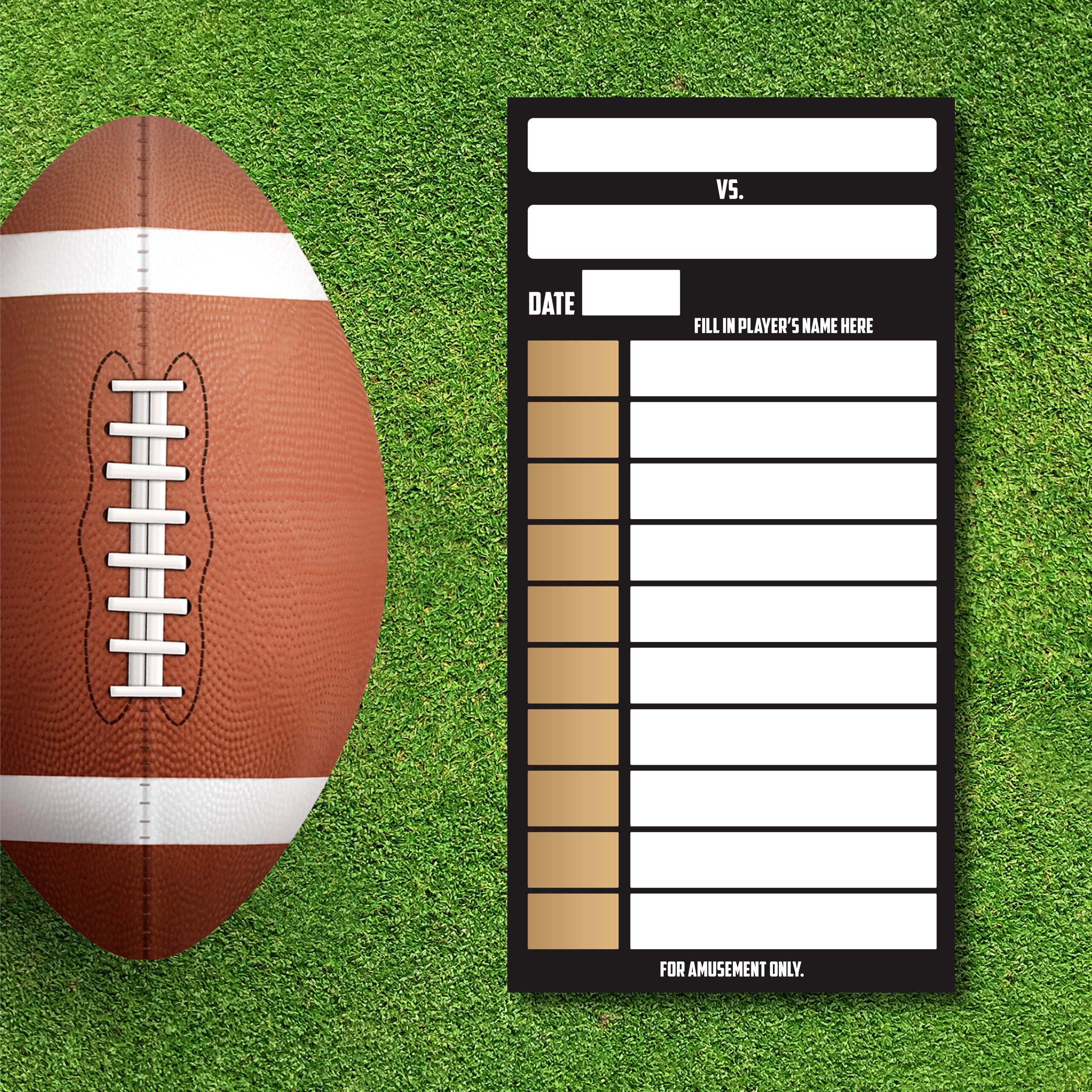 Referee Flipping Coin 25-Count 10-Line Football Themed Tear-Off Raffle ...