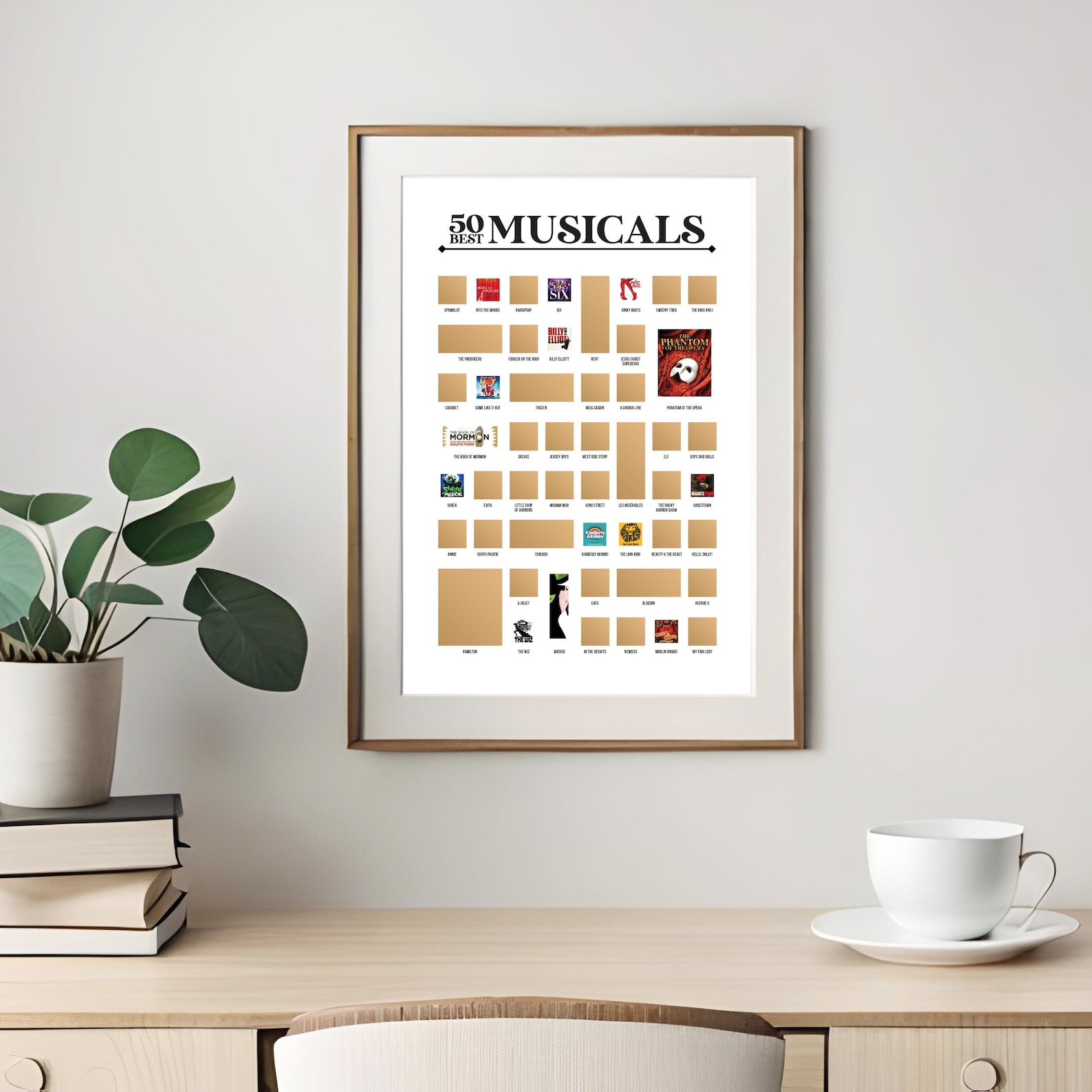 50 Best Musicals Scratch off Poster, Broadway Scratch off Poster ...