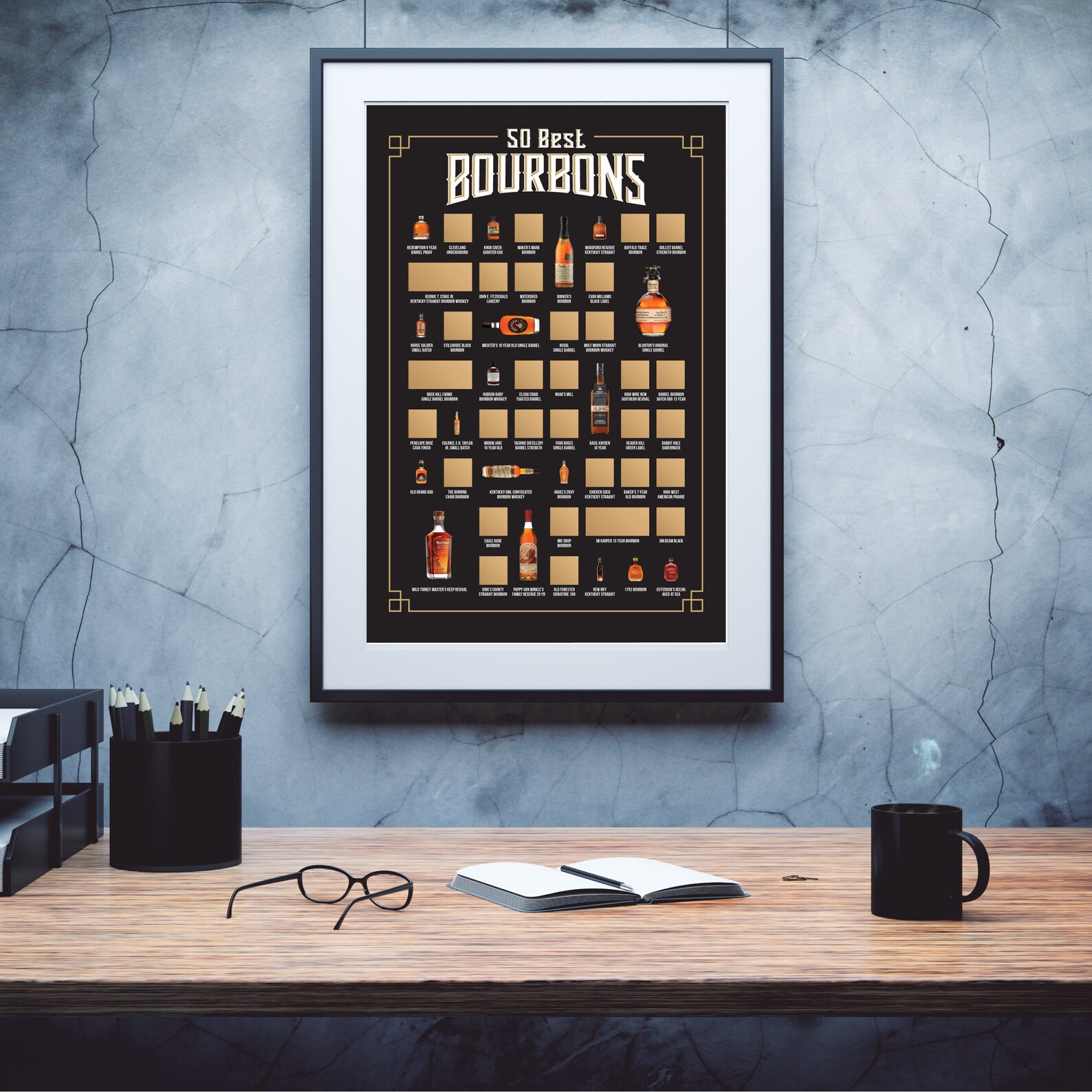 The Original Bourbon Scratch off Poster the 50 Best Bourbons - Etsy