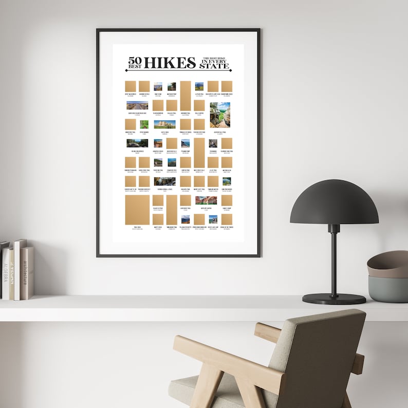50 Best Hikes Scratch off Poster, Best Hike in Every State, Hiking ...