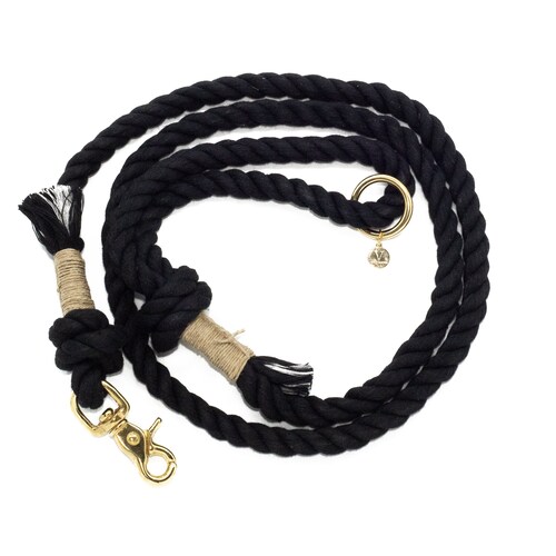 Leather and Rope Leash Leather Dog Leash Brass and Leather - Etsy