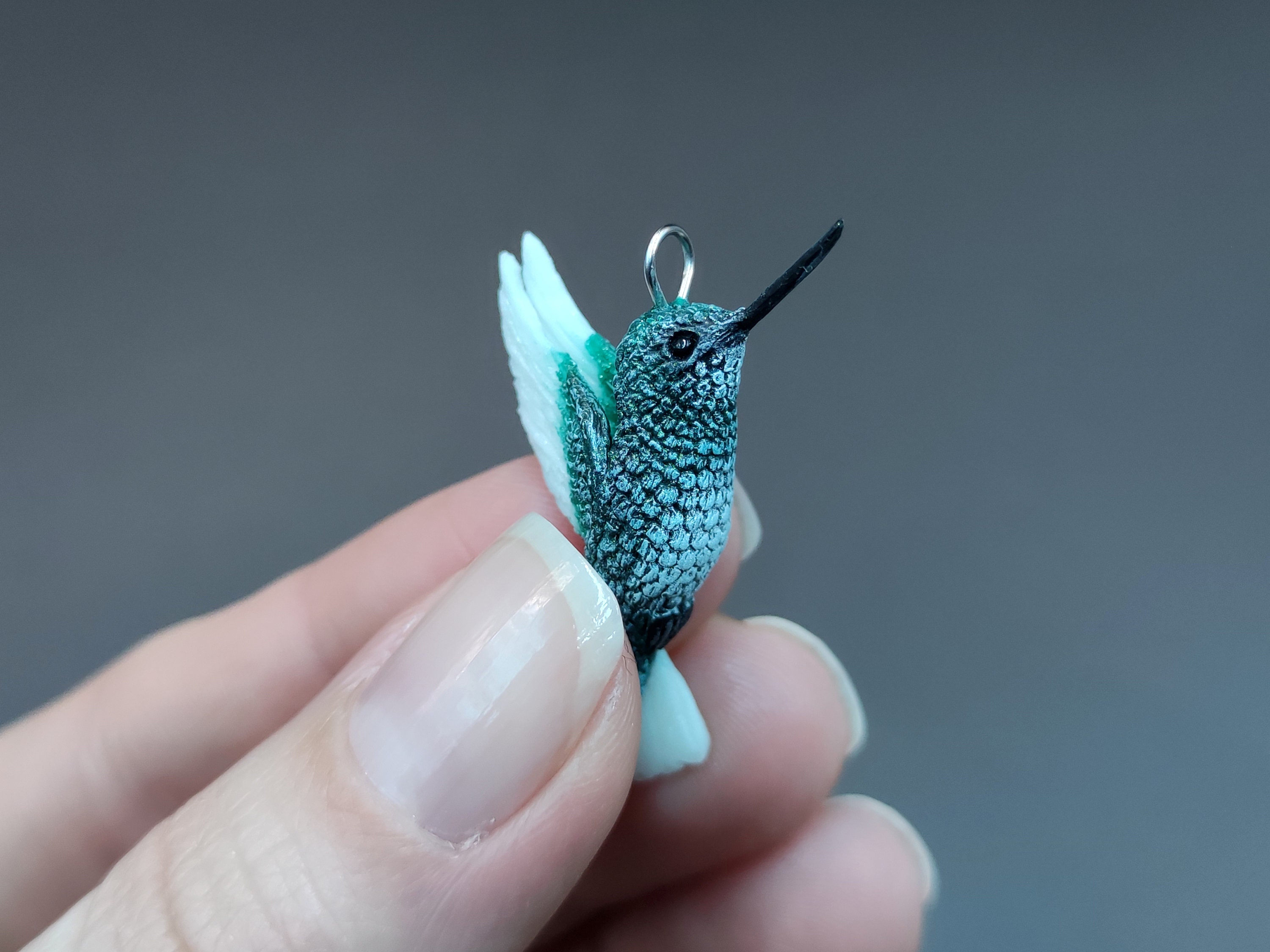 Hummingbird Necklace Handmade Bird Pendant Gift for Bird Lovers Polymer ...