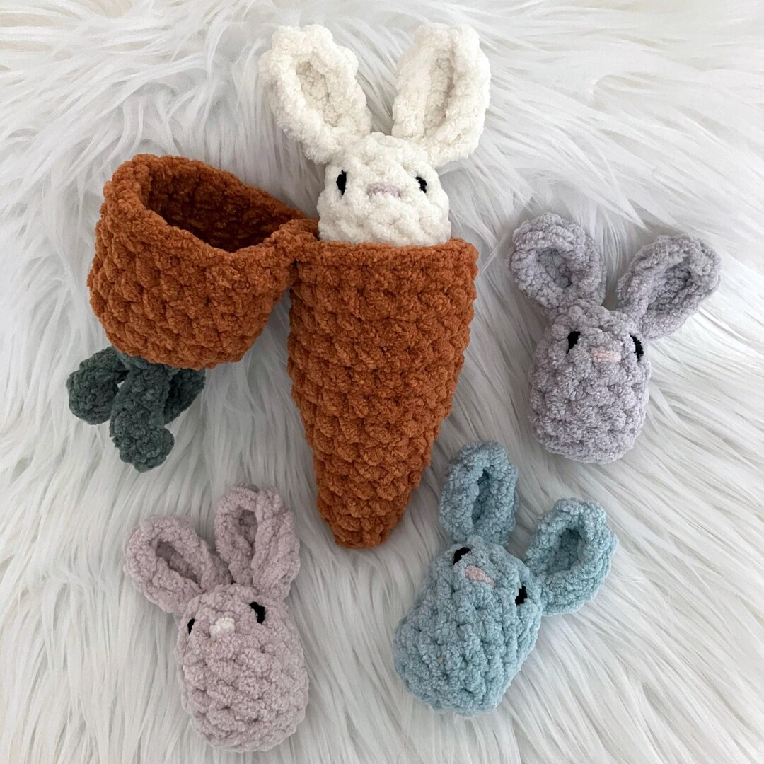 Handmade Plush Hatching Carrot and Bunny / Crochet Mini Bunny and ...