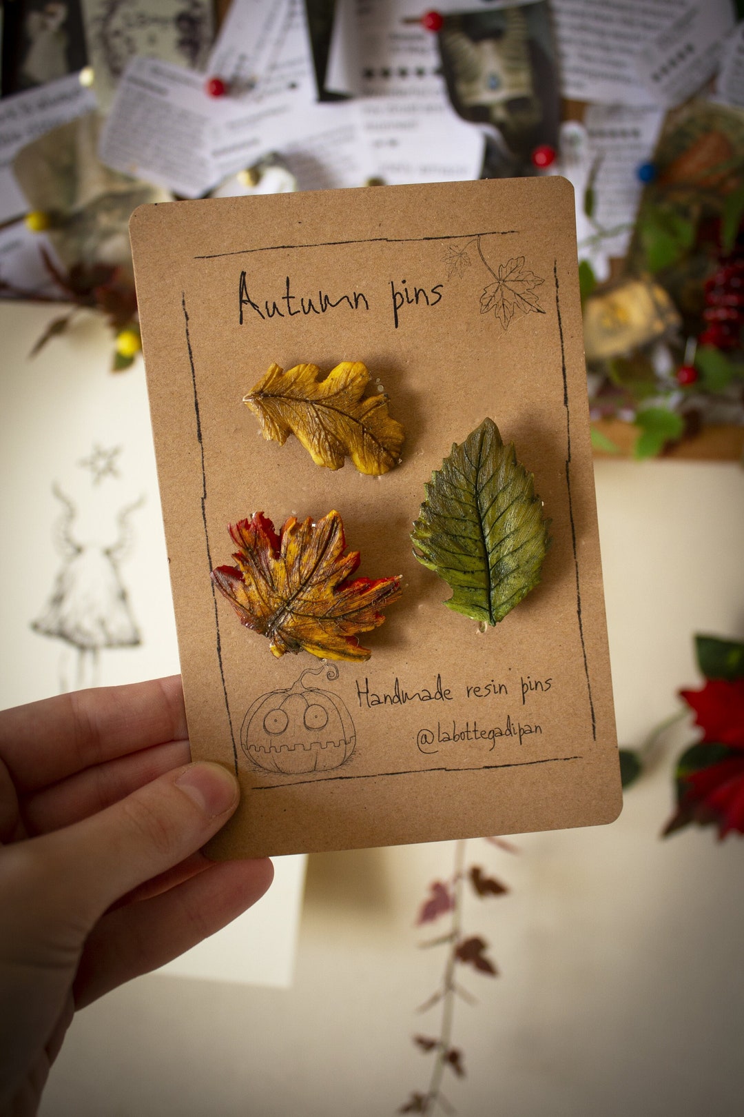 Baby Leaf Pins (set of 3 Resin Pins) - Mushrooms,goblincore ...