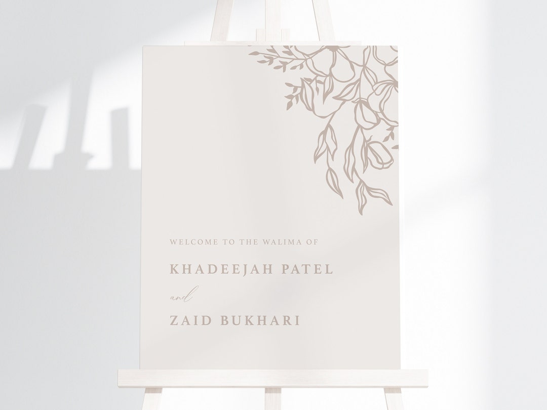 Neutral Floral Wedding Welcome Sign, Neutral Welcome Wedding Sign ...