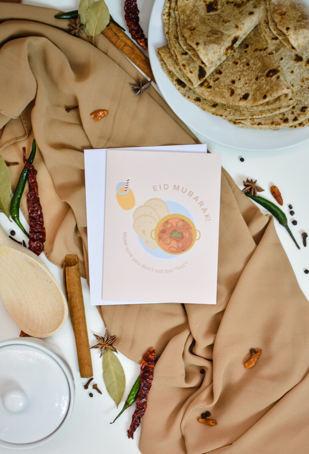 Dont Eat Too Fast Pun Eid Mubarak Blank Card - Etsy New Zealand