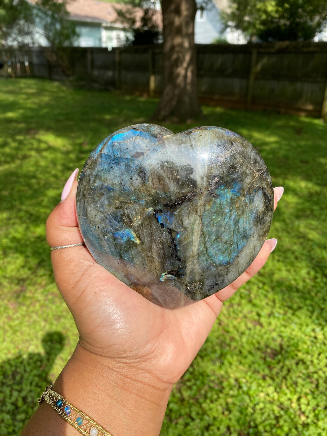 X Large Flashy Labradorite Heart, Beautiful Flash, X Large, Labradorite ...