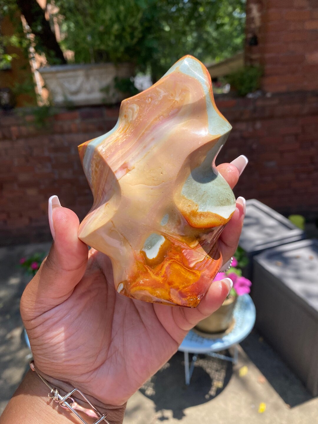 Large Pastel Polychrome Jasper Flame, Self Standing, Gemmy Gem - Etsy