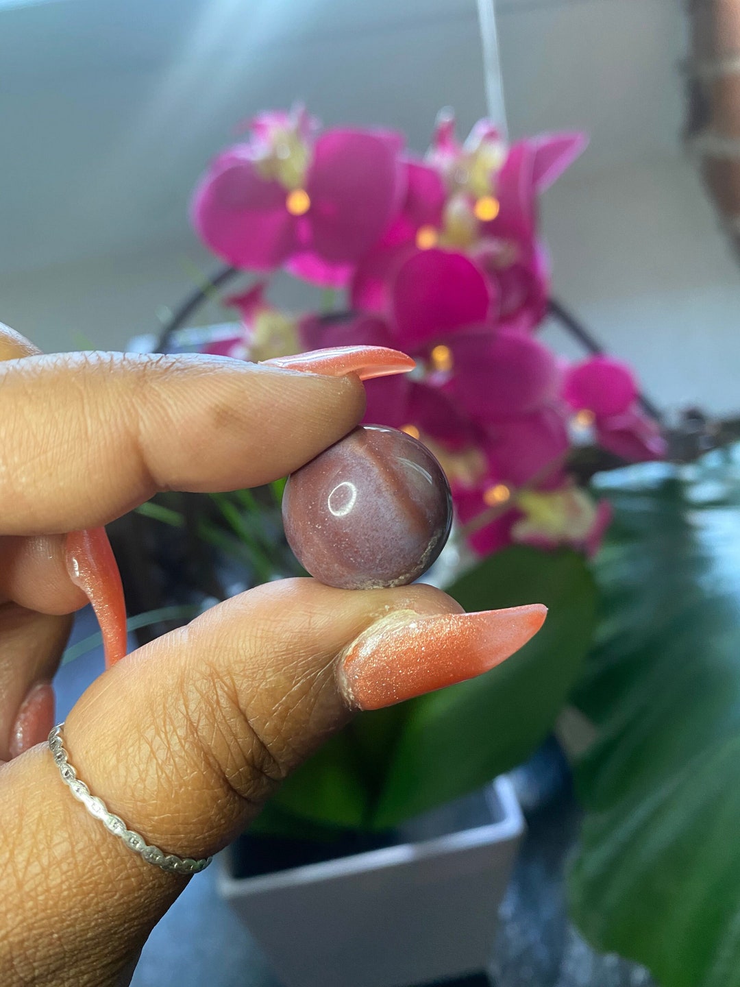 Small Pink Ocean Jasper Sphere, Ocean Jasper, Orbie, Stone Sphere ...