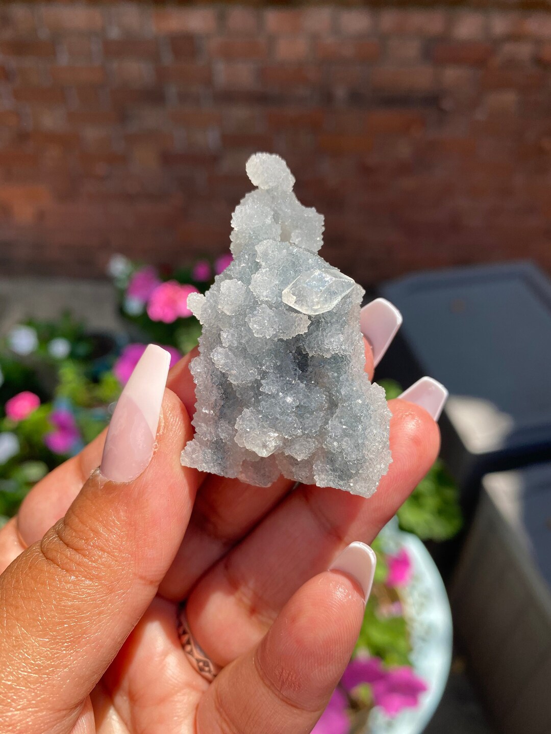 Druzy Dripping Sparkling Blue Chalcedony Cluster With Apophyllite, Blue ...