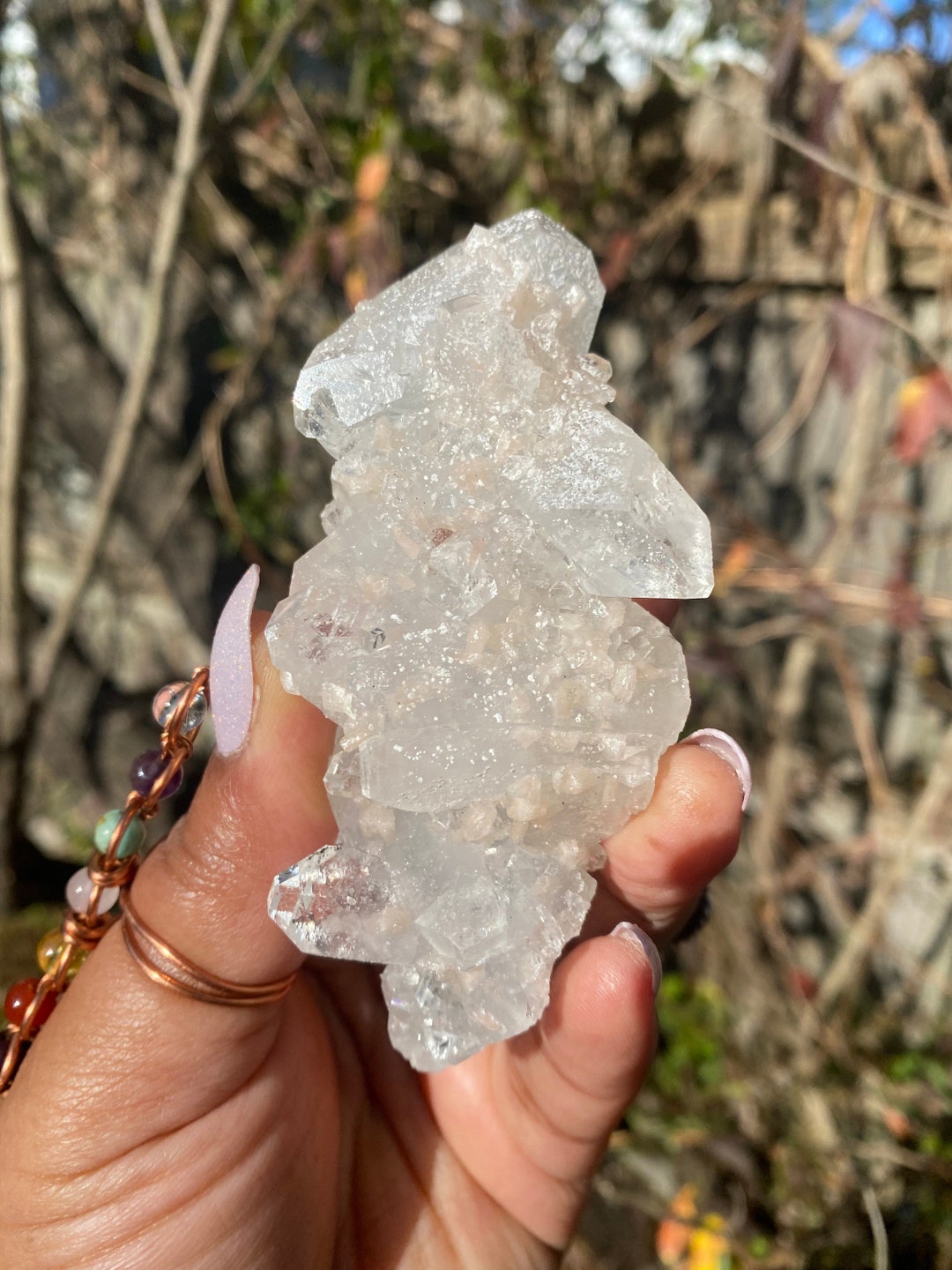 Sparkling Apophyllite Stalactite Wand, Blue Chalcedony, Apophyllite ...
