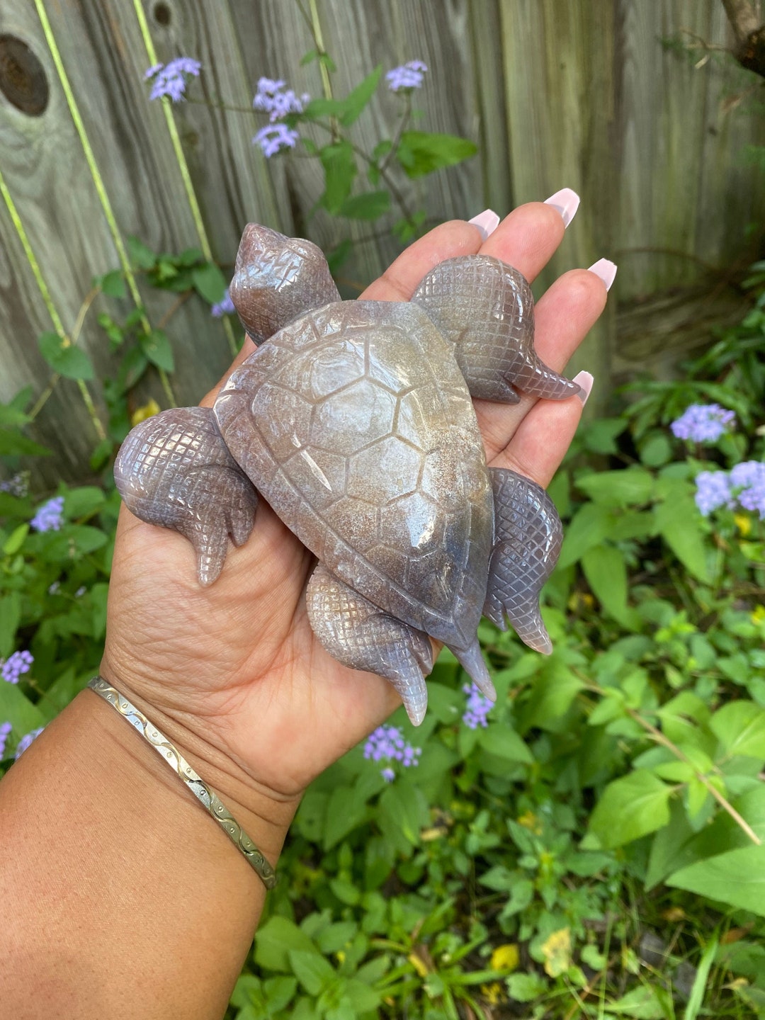 Beautiful Lavender Ocean Jasper Turtle, Large, Turtle Animal Carving ...