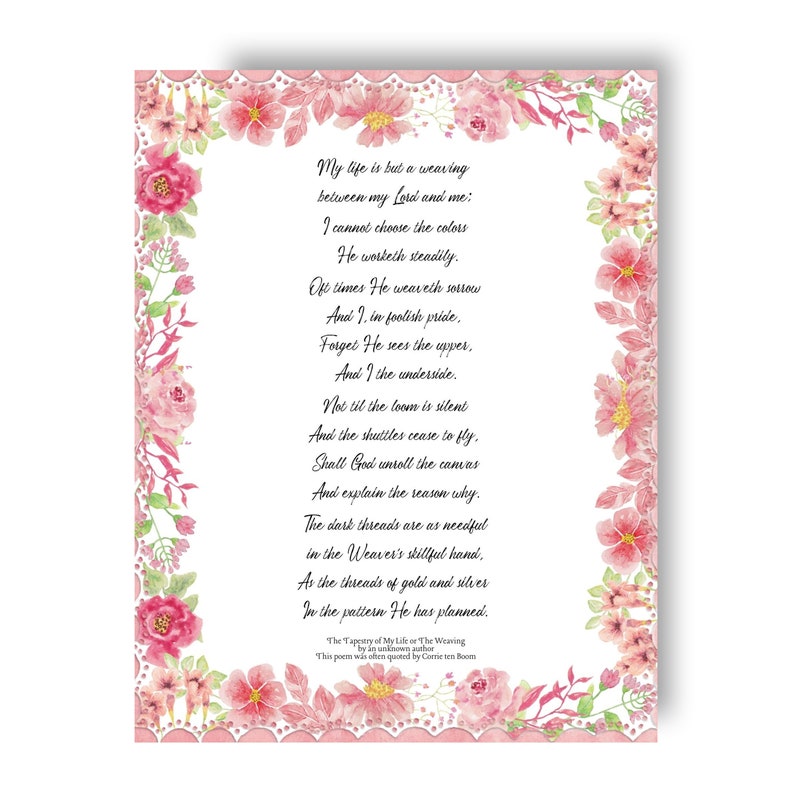 Corrie Ten Boom Tapestry Poem With Floral Border Design 8 X 10 - Etsy UK