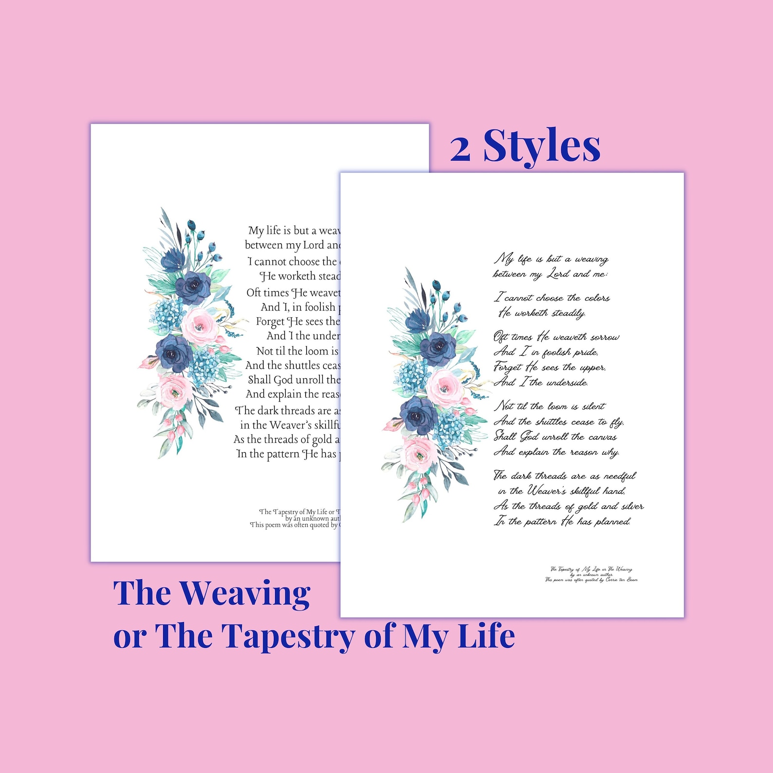 Poem About Life "the Weaving" or "the Tapestry" Was Often Read by ...