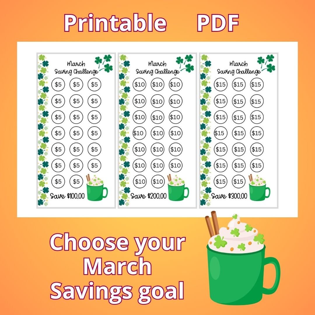 March Saving Challenges - Etsy