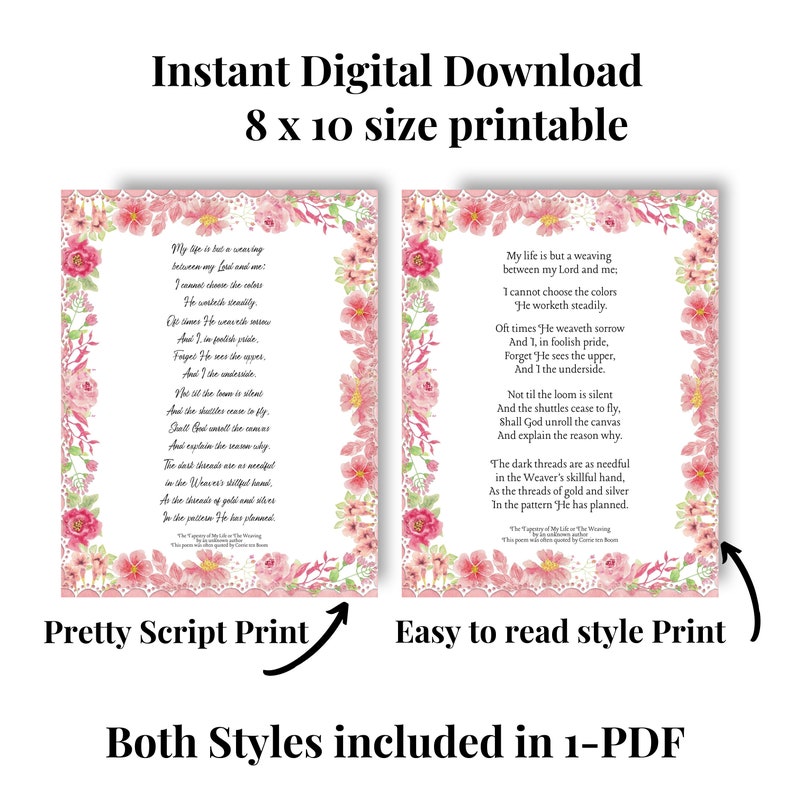 Corrie Ten Boom Tapestry Poem With Floral Border Design 8 X 10 | Etsy