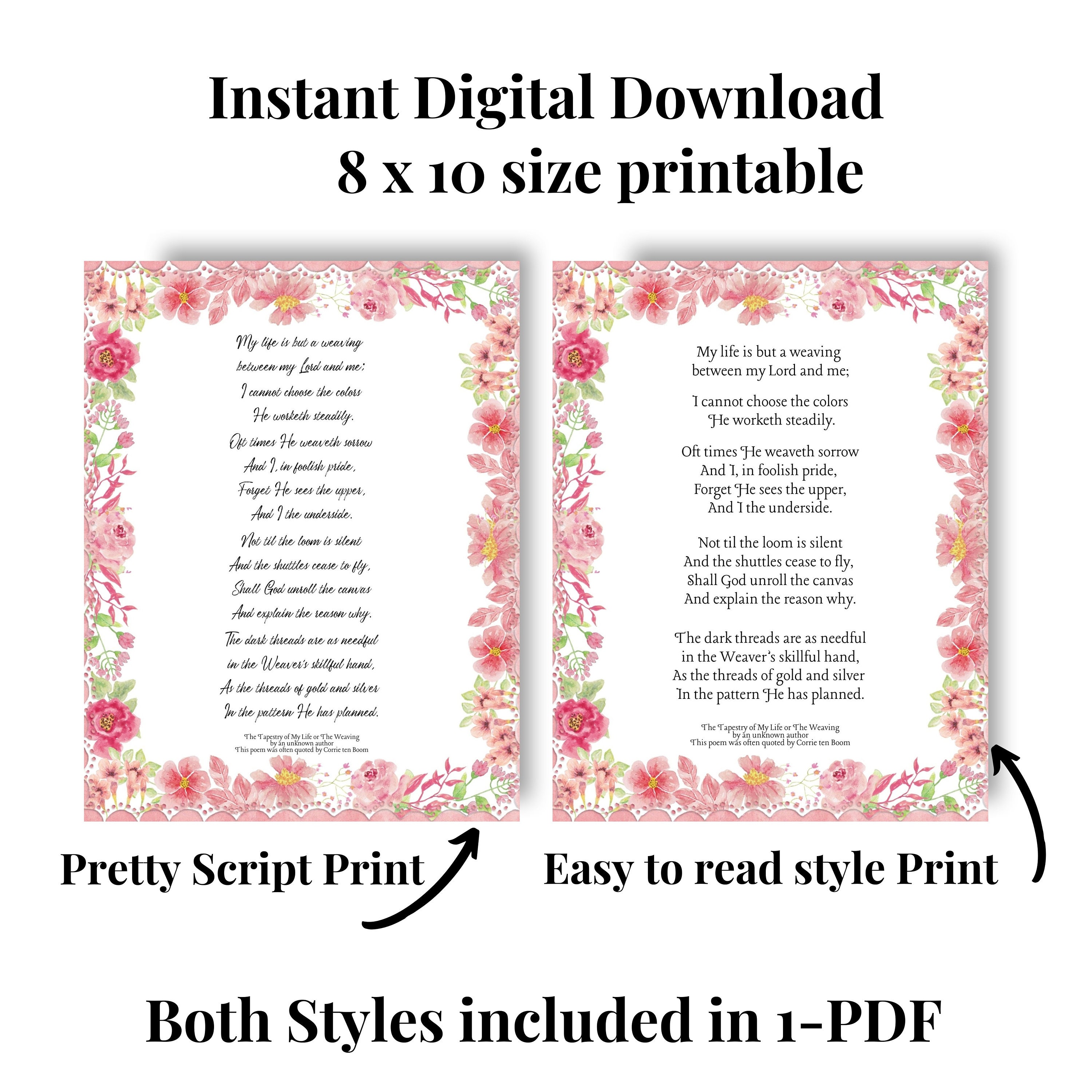 Corrie Ten Boom Tapestry Poem With Floral Border Design 8 X 10 | Etsy