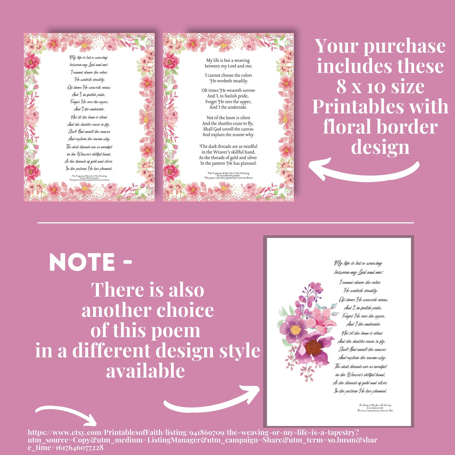 Corrie Ten Boom Tapestry Poem With Floral Border Design 8 X 10 | Etsy