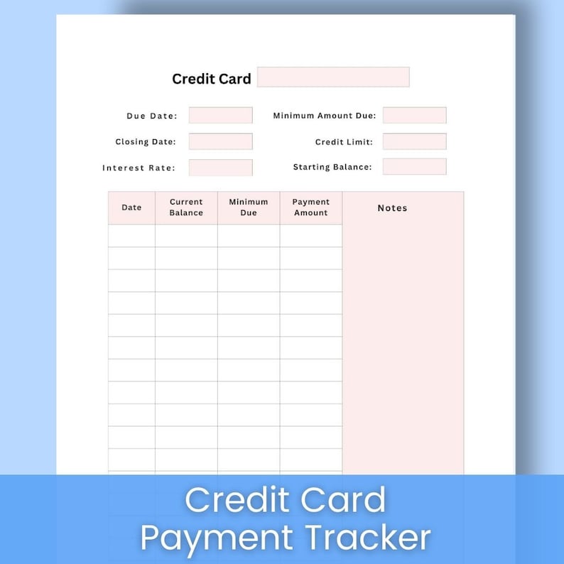 Credit Card Payment Tracker Printable - Etsy
