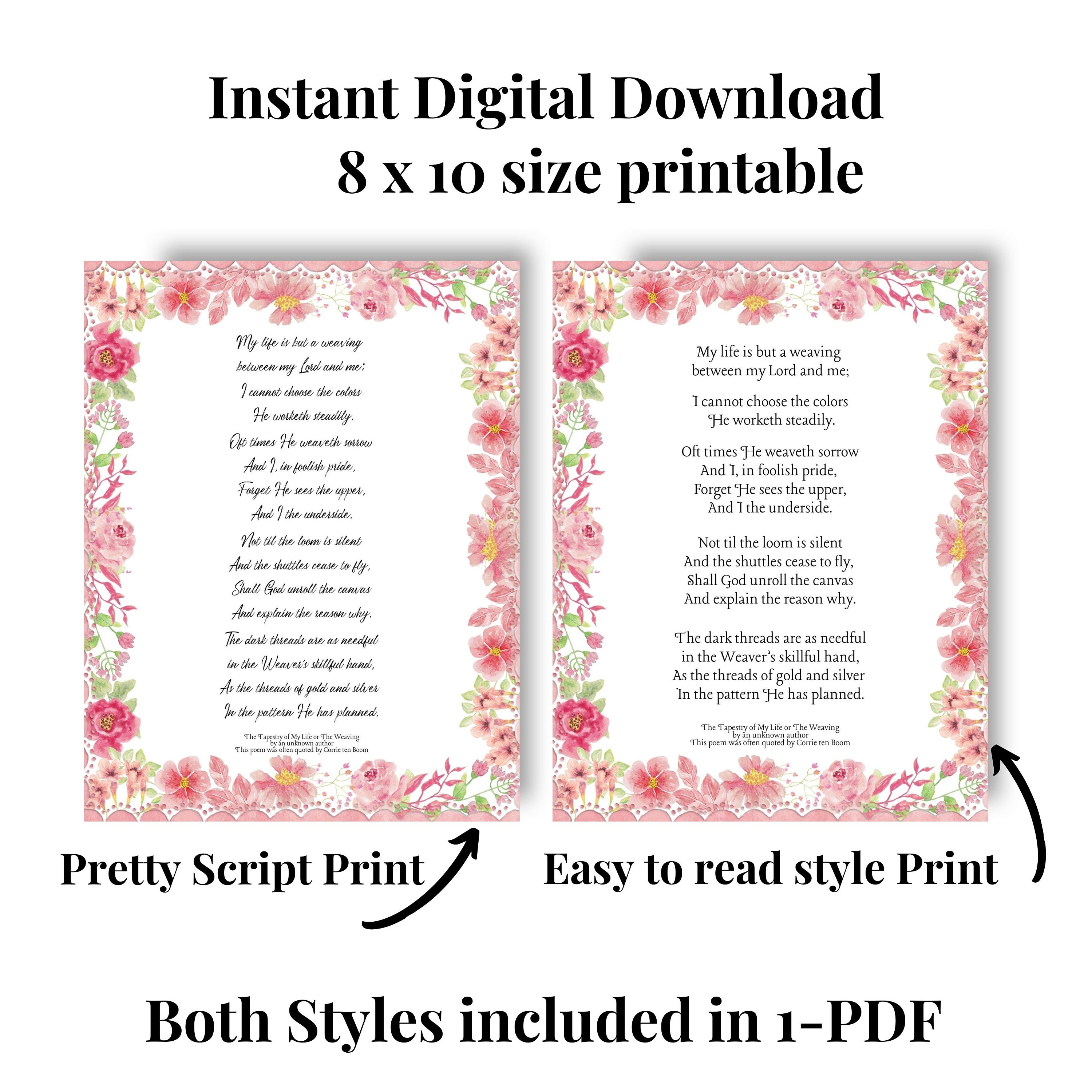 Corrie Ten Boom Tapestry Poem With Floral Border Design 8 X 10 Size ...