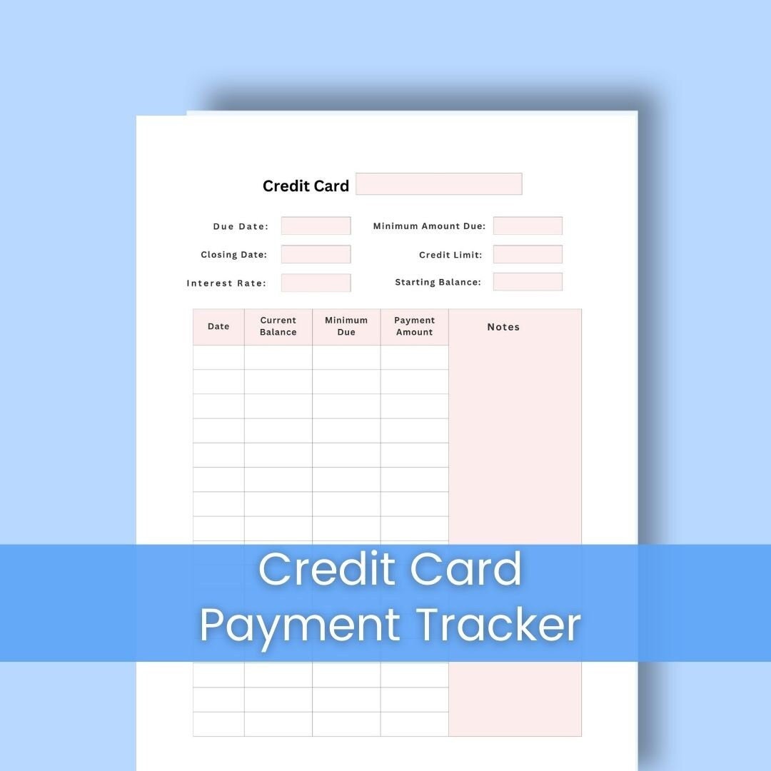 Credit Card Payment Tracker Printable - Etsy