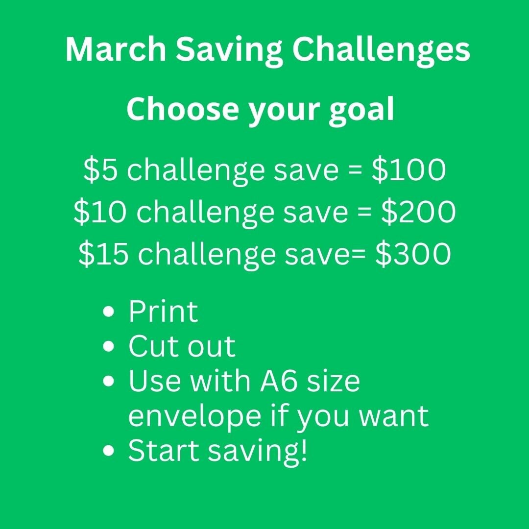 March Saving Challenges - Etsy
