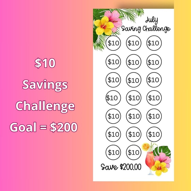 July Saving Challenges - Etsy