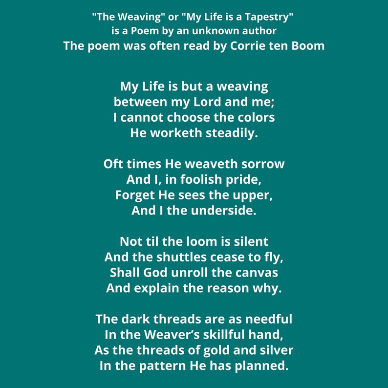My Life is a Tapestry or the Weaving Poem - Etsy