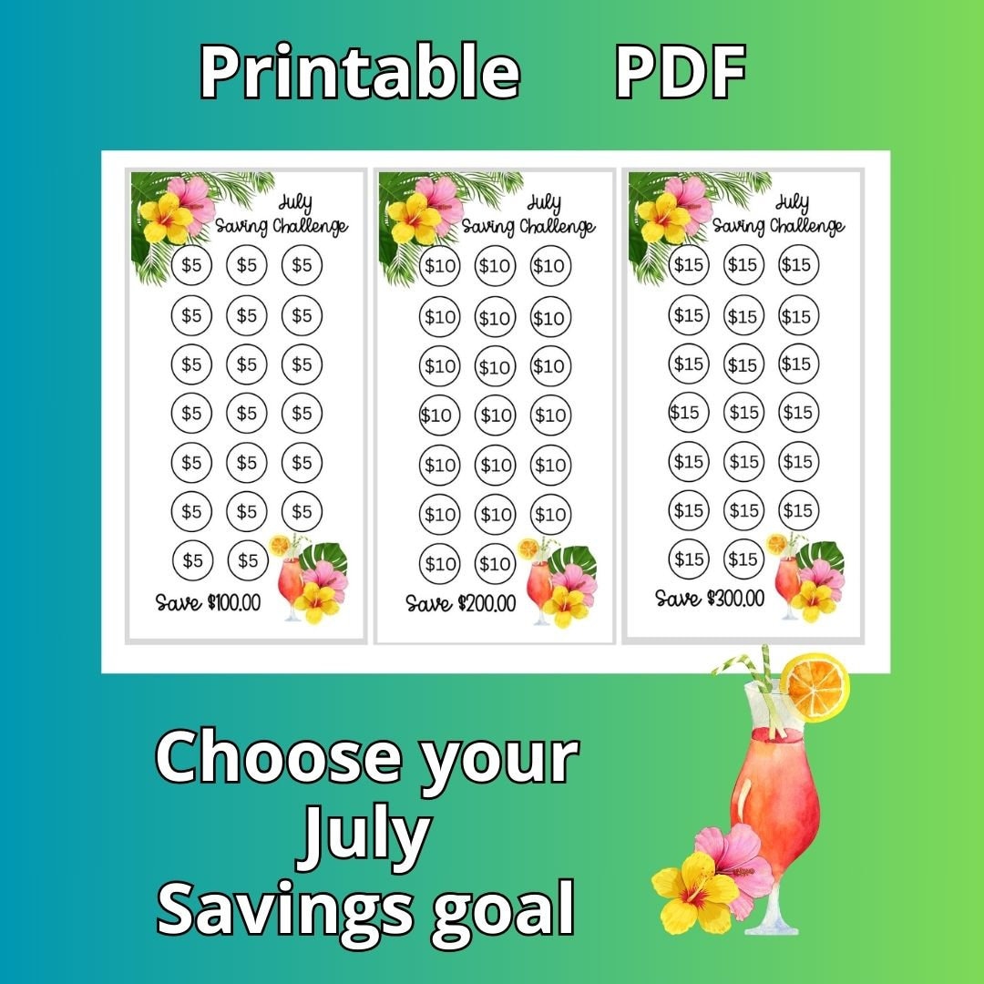 July Saving Challenges - Etsy