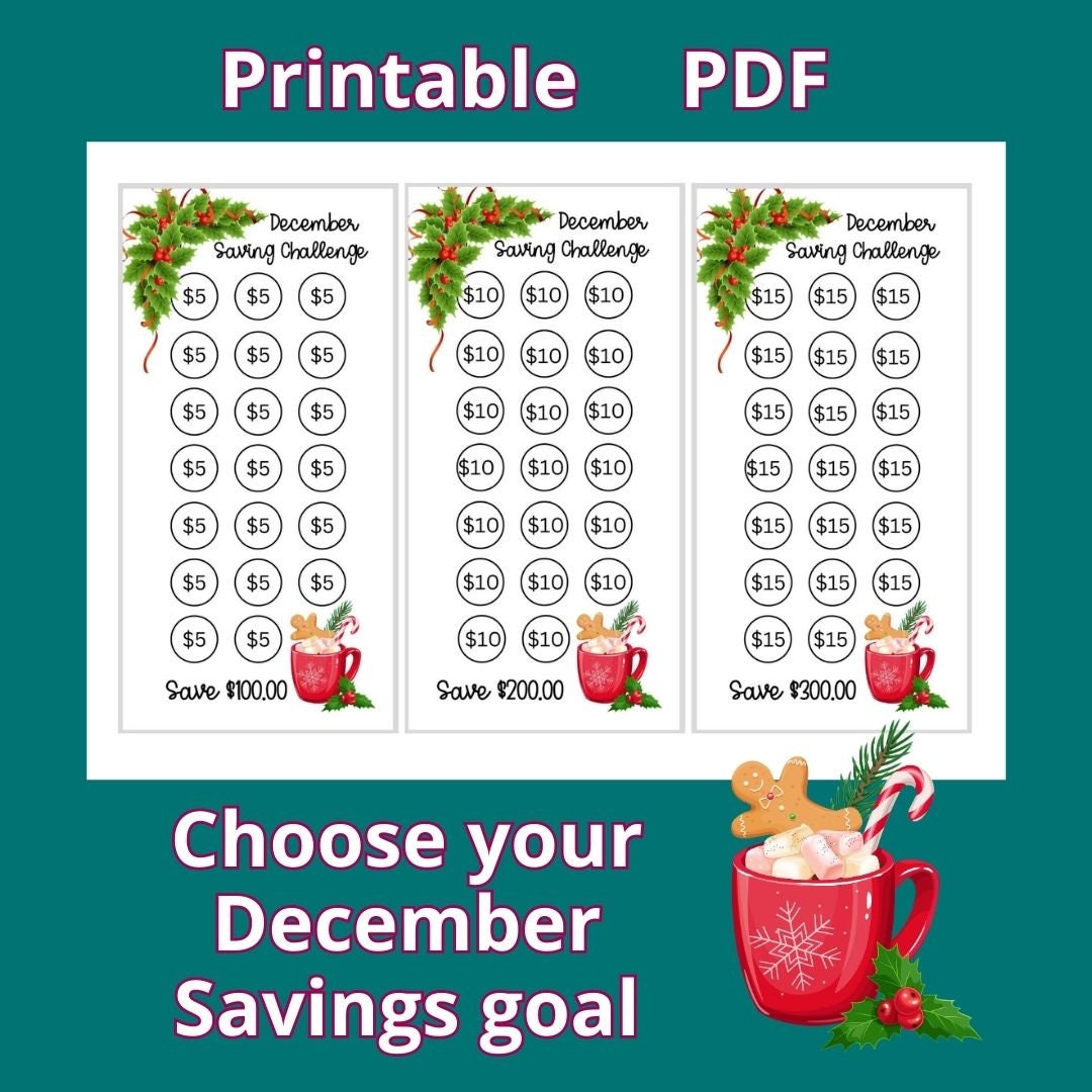 Printable December Saving Challenge - Etsy