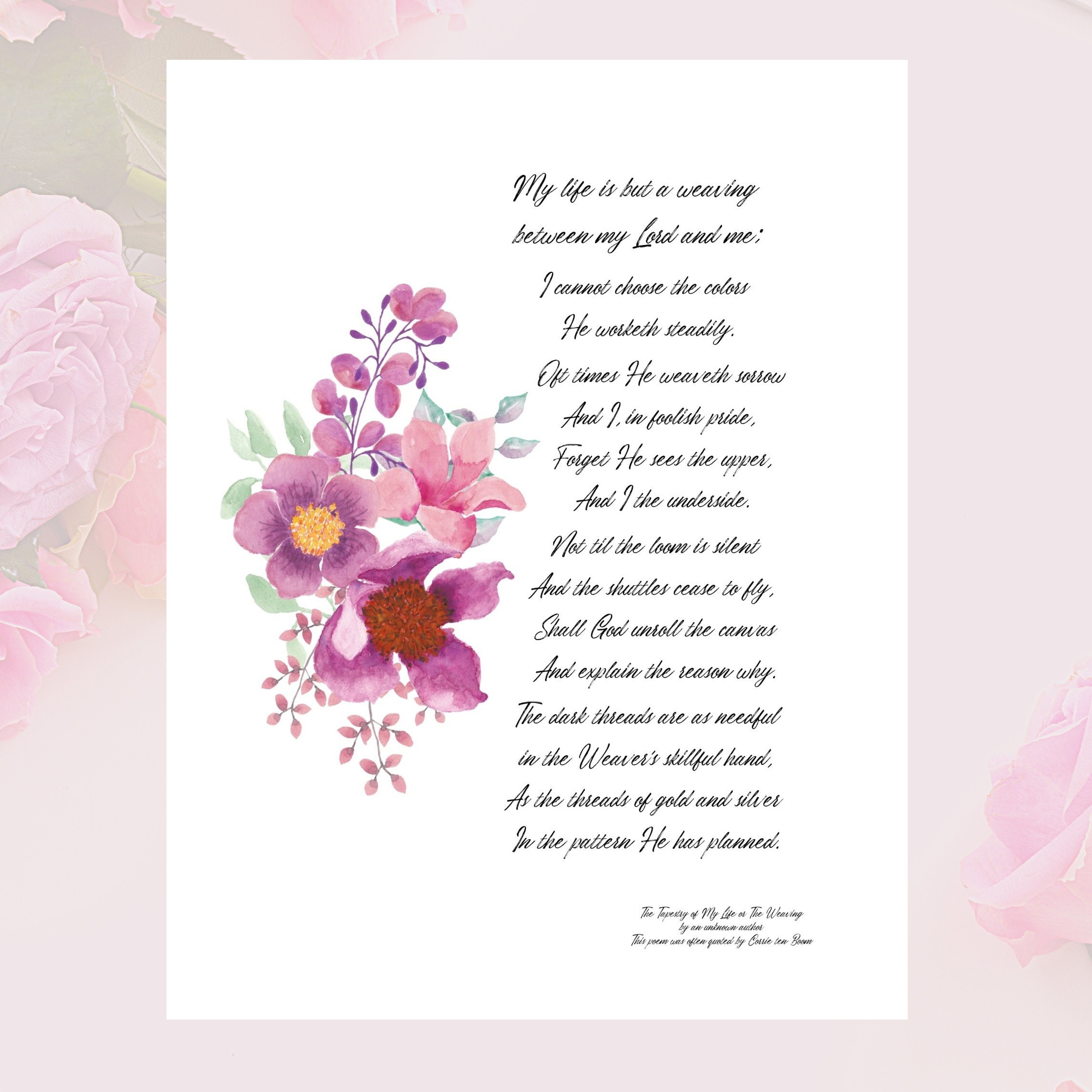 The Weaving or My Life is a Tapestry Poem | Often Read by Corrie Ten ...