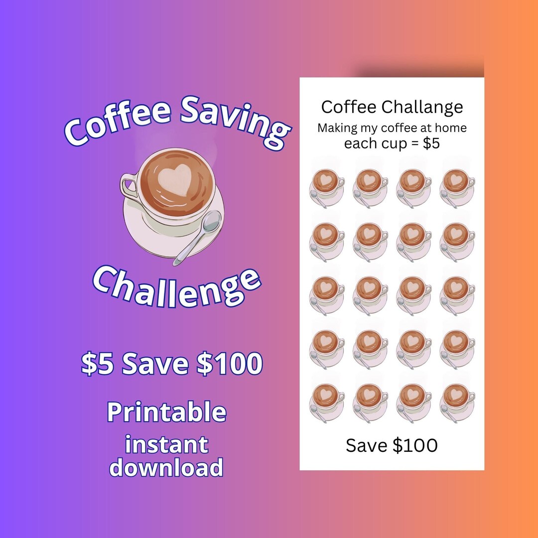 Coffee Saving Challenge Printable Tracker - Etsy