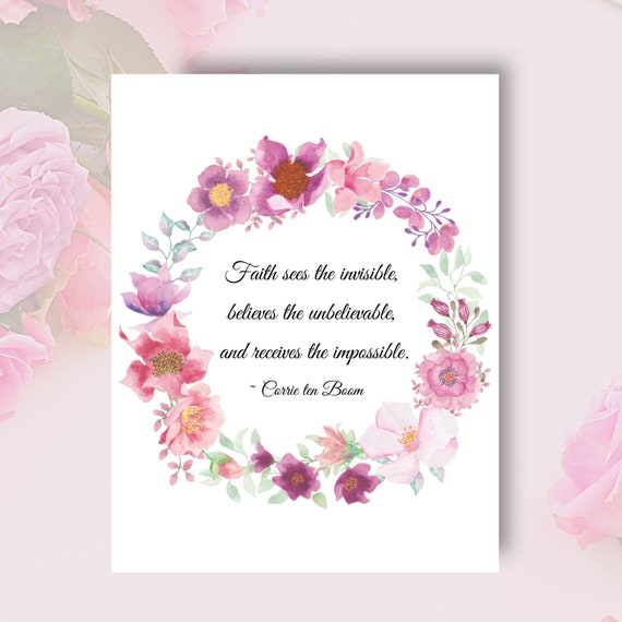 Corrie Ten Boom Quote faith Sees the Invisible Believes - Etsy