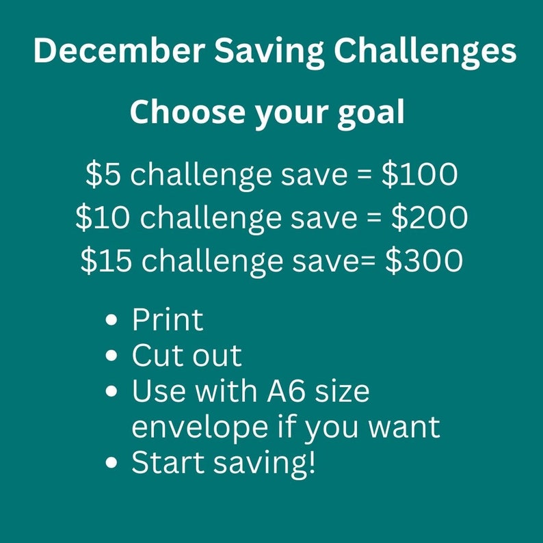 Printable December Saving Challenge - Etsy