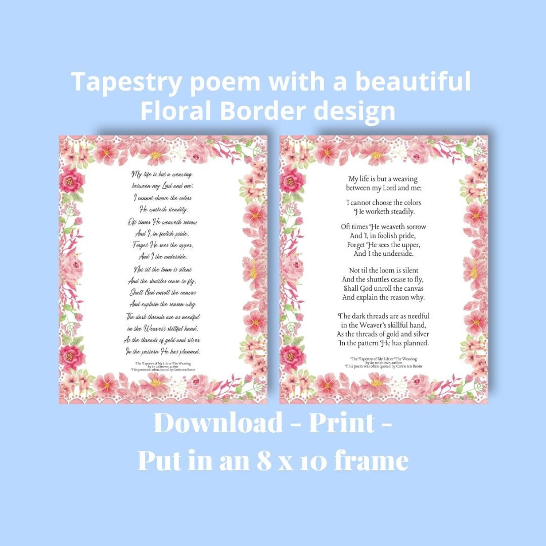 Corrie Ten Boom Tapestry Poem With Floral Border Design 8 X 10 Size ...